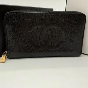 CHANEL | Bags | Chanel Caviar Large Timeless Cc Zip Around Wallet ...
